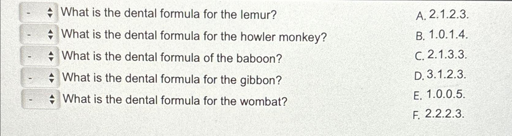 Solved What is the dental formula for the | Chegg.com