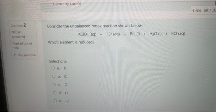 Solved Consider the unbalanced redox reaction shown below: | Chegg.com