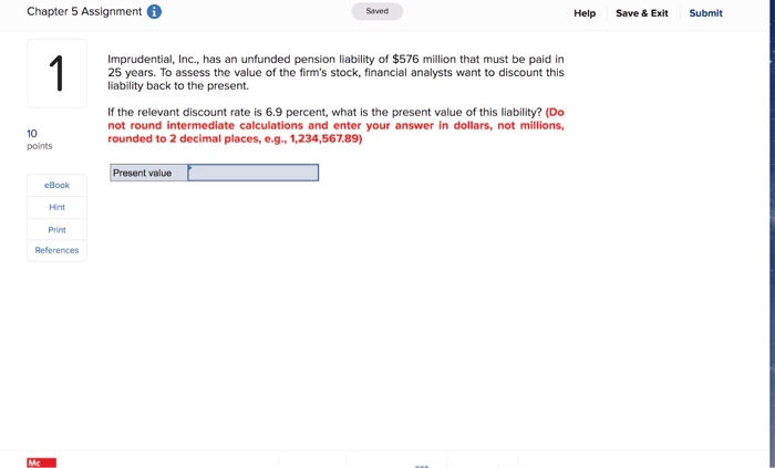 Solved Chapter 5 Assignment I Help Save And Exit Submit