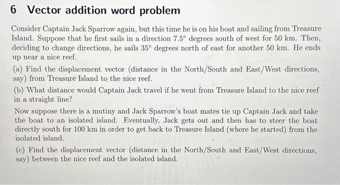 Solved b Vector addition word problem Consider Captain Jack | Chegg.com