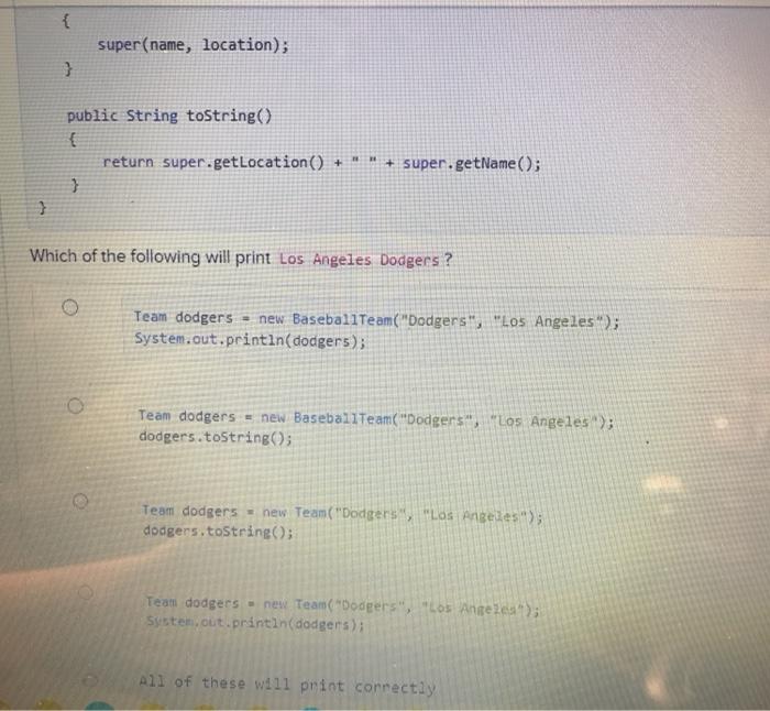 Solved Given the following code: public class Animal { | Chegg.com
