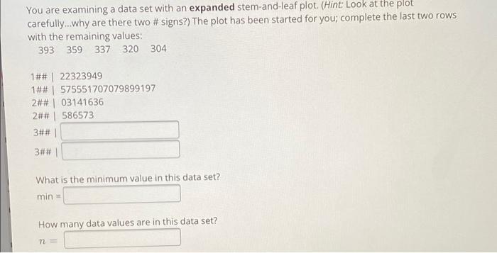 Solved You are examining a data set with an expanded | Chegg.com
