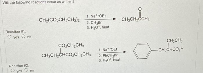 Solved Will the following reactions occur as written? | Chegg.com