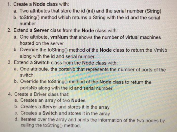 Solved 1. Create a Node class with: a. Two attributes that | Chegg.com