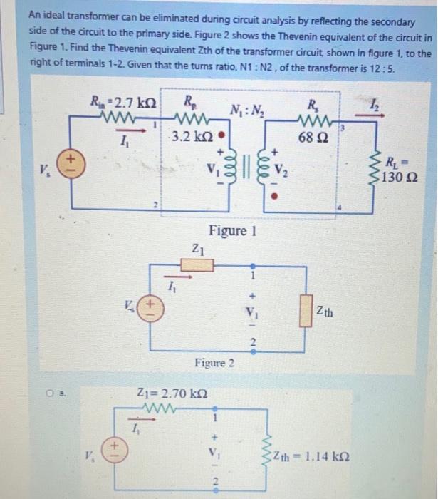 Solved An ideal transformer can be eliminated during circuit | Chegg.com