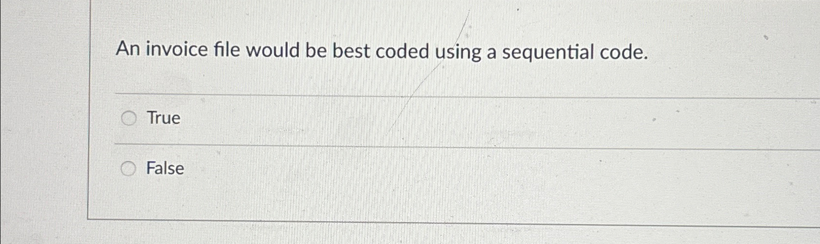 Solved An Invoice File Would Be Best Coded Using A 