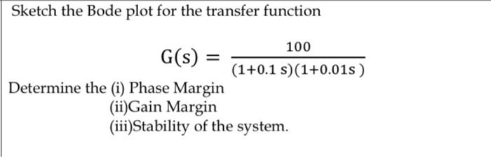 Solved Sketch the Bode plot for the transfer function 100 | Chegg.com