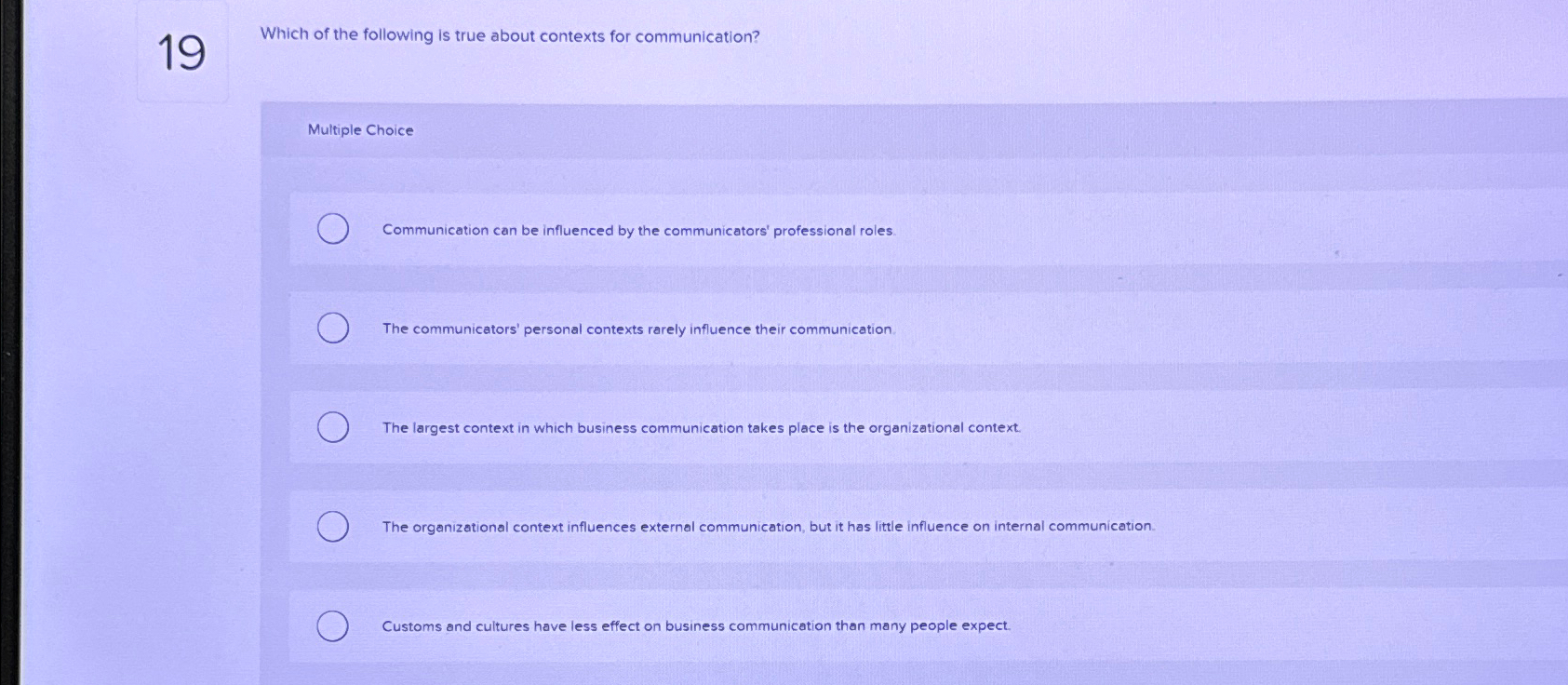 Solved 19 ﻿Which of the following is true about contexts for | Chegg.com
