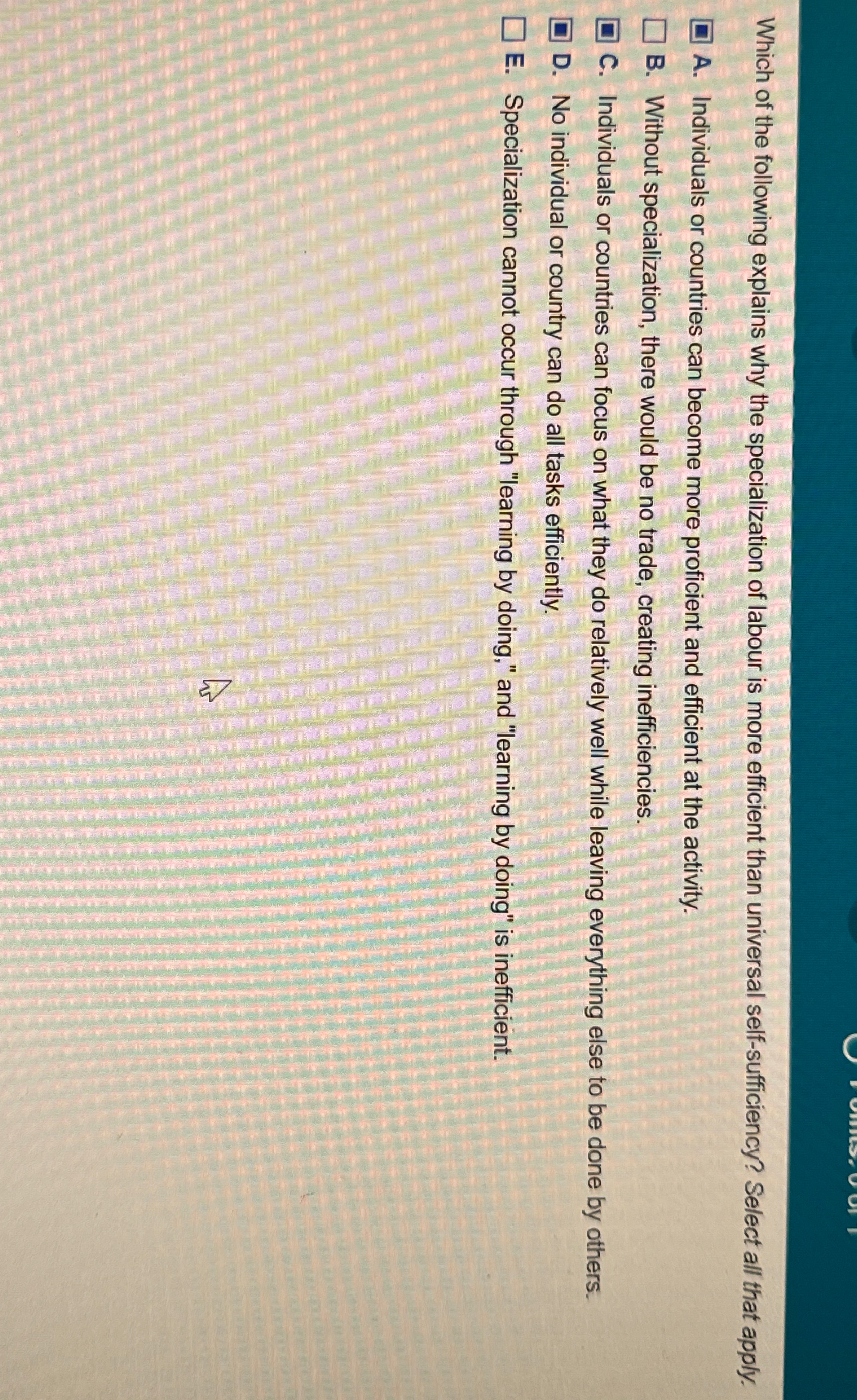 Solved Which of the following explains why the | Chegg.com