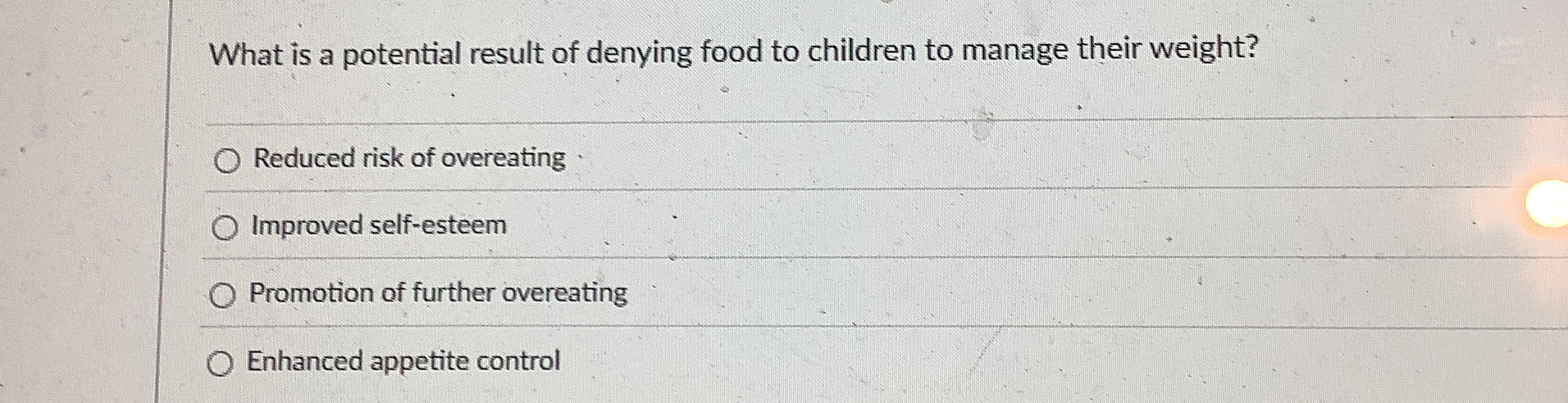 Solved What is a potential result of denying food to | Chegg.com