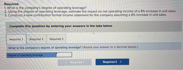 Solved Using the degree of operating leverage, estimate the | Chegg.com