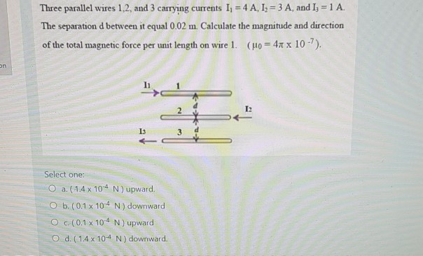 Solved Three parallel wires 1,2, and 3 carrying currents I, | Chegg.com