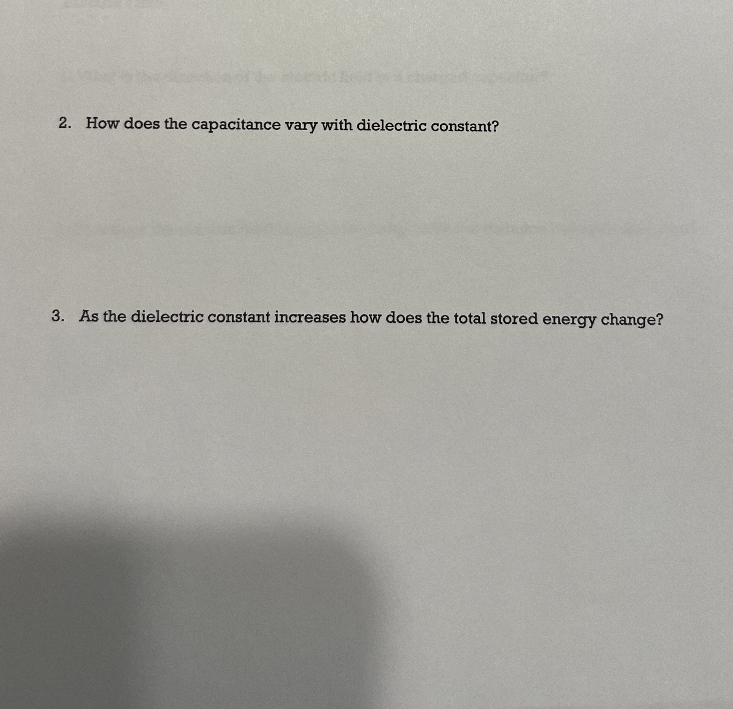 Solved How does the capacitance vary with dielectric | Chegg.com