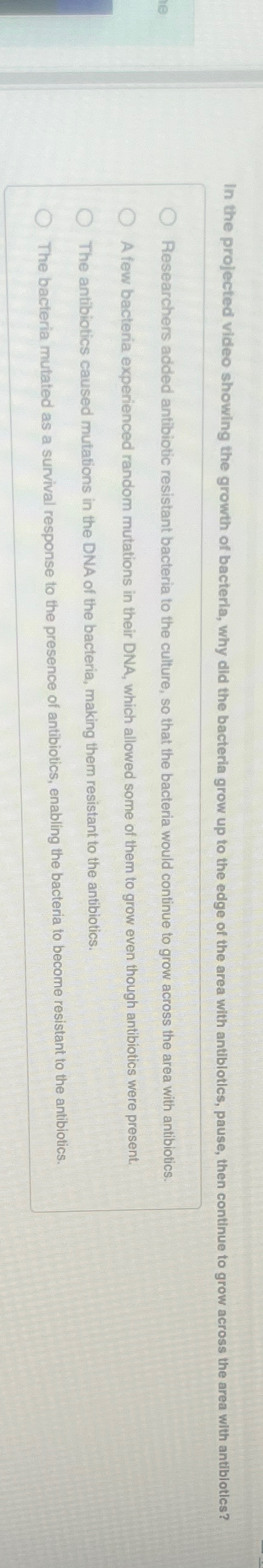 Solved In the projected video showing the growth of | Chegg.com