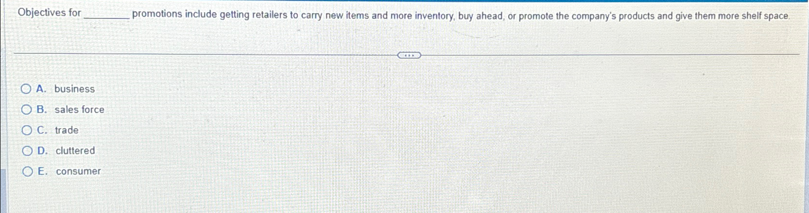 Solved Objectives forJromotions include getting retailers to | Chegg.com