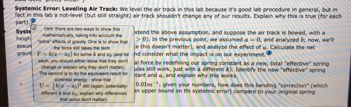 Systemic Error: Leveling Air Track: We level the air | Chegg.com