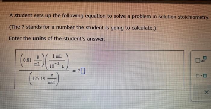 Solved A student sets up the following equation to solve a | Chegg.com