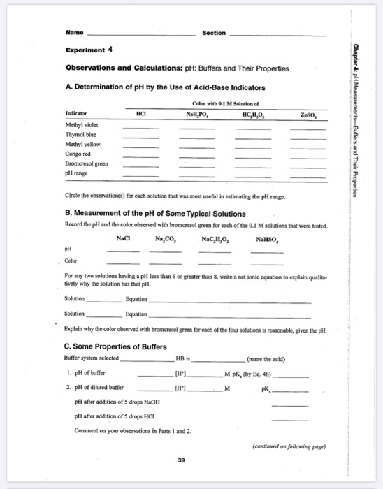 Name Section Experiment 4 Observations and | Chegg.com