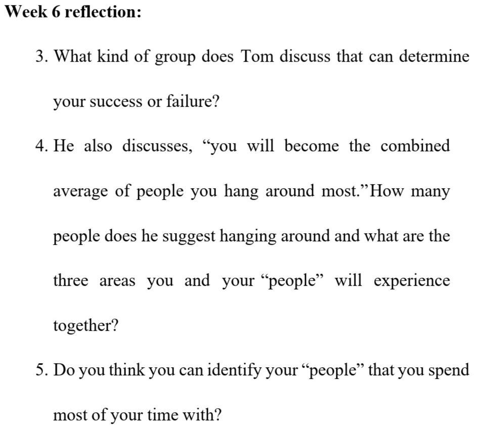 Solved Week 6 ﻿reflection:3. ﻿What kind of group does Tom | Chegg.com