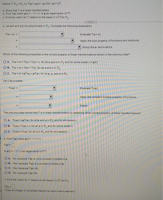 Solved Define T. P2--P, by Tip)=P(0) - P(10)+p(11) a. Show | Chegg.com