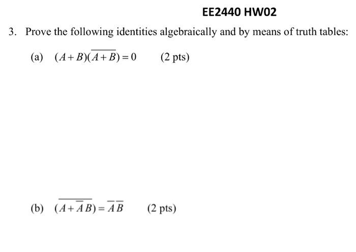Solved 3. Prove the following identities algebraically and | Chegg.com