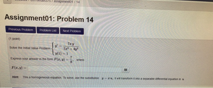 Solved 375 7 assignmento1/ 14 Assignment01: Problem 14 | Chegg.com