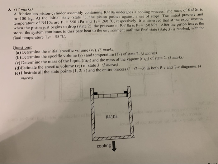 Solved 3. (17 marks) A frictionless piston-cylinder assembly | Chegg.com