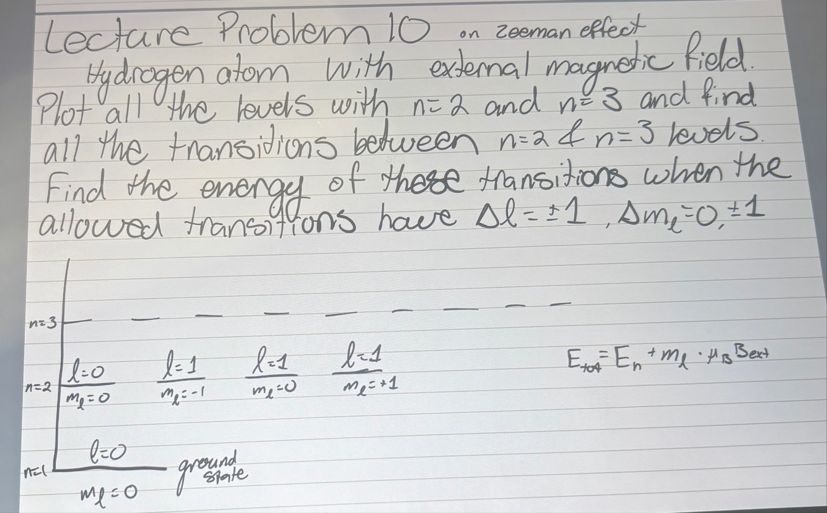 Solved Lecture Problem 10 ﻿on zeeman effectHydrogen atom | Chegg.com