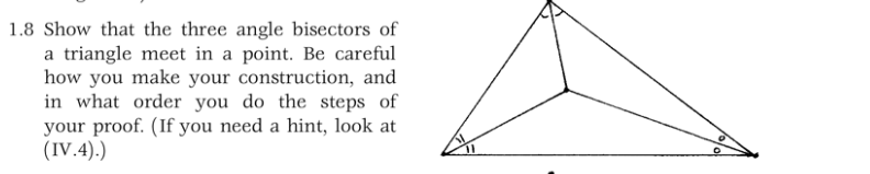 Solved 1.8 ﻿Show that the three angle bisectors ofa triangle | Chegg.com