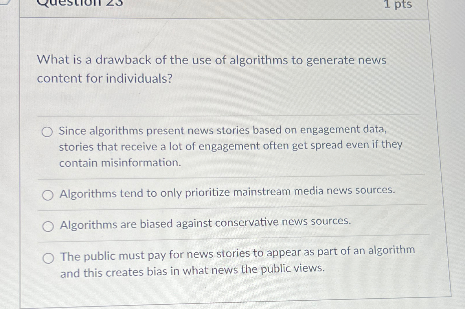 Solved What is a drawback of the use of algorithms to | Chegg.com