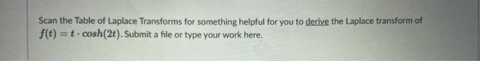 Solved Scan the Table of Laplace Transforms for something | Chegg.com