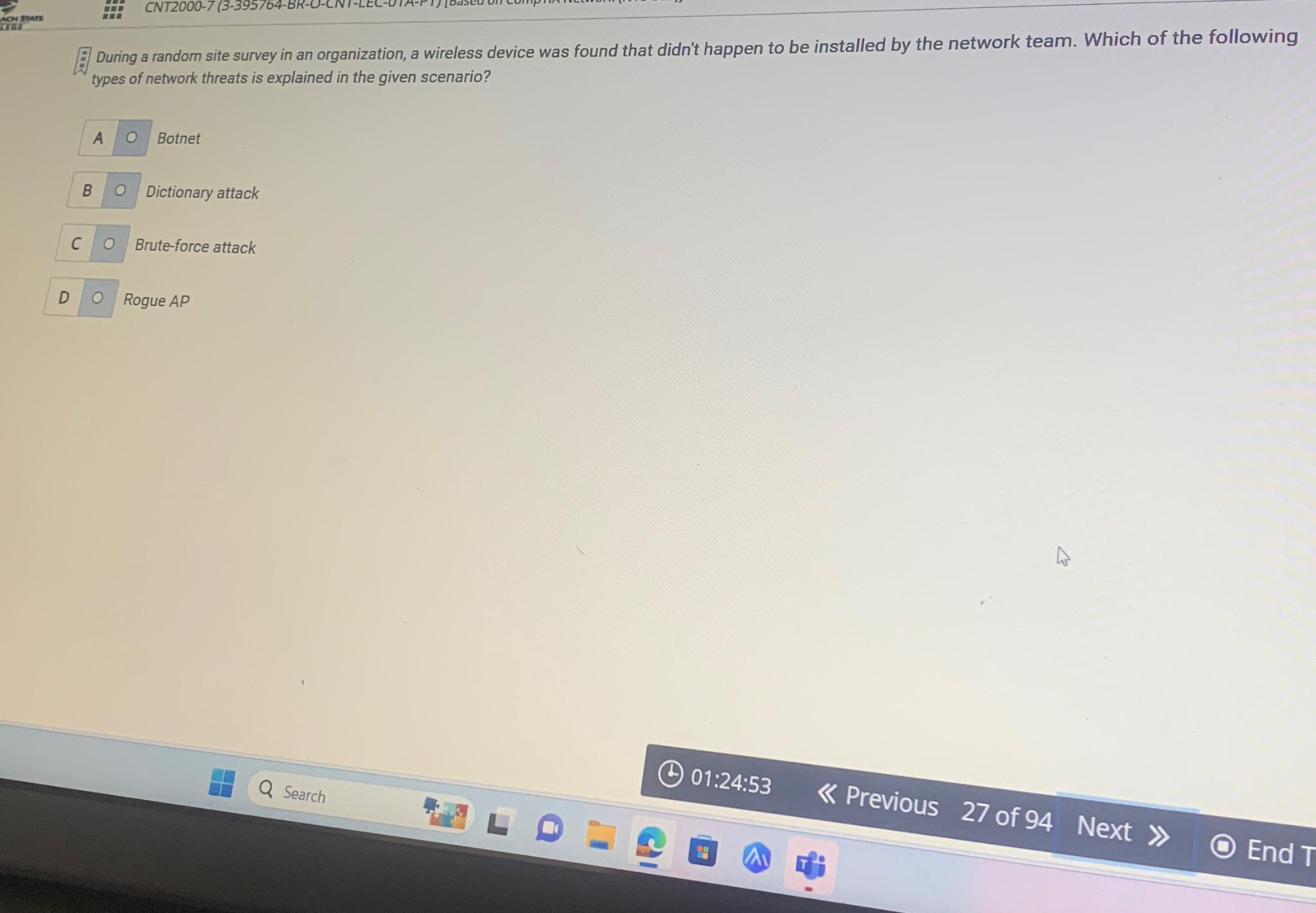 Solved 月 ﻿During a random site survey in an organization, a | Chegg.com