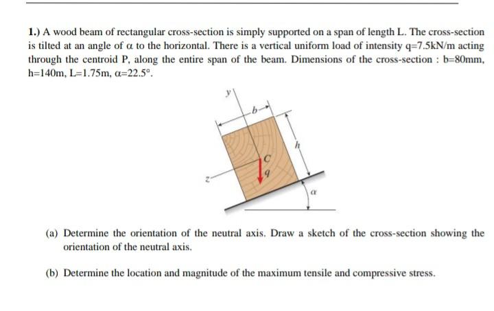 Solved 1.) A wood beam of rectangular cross-section is | Chegg.com