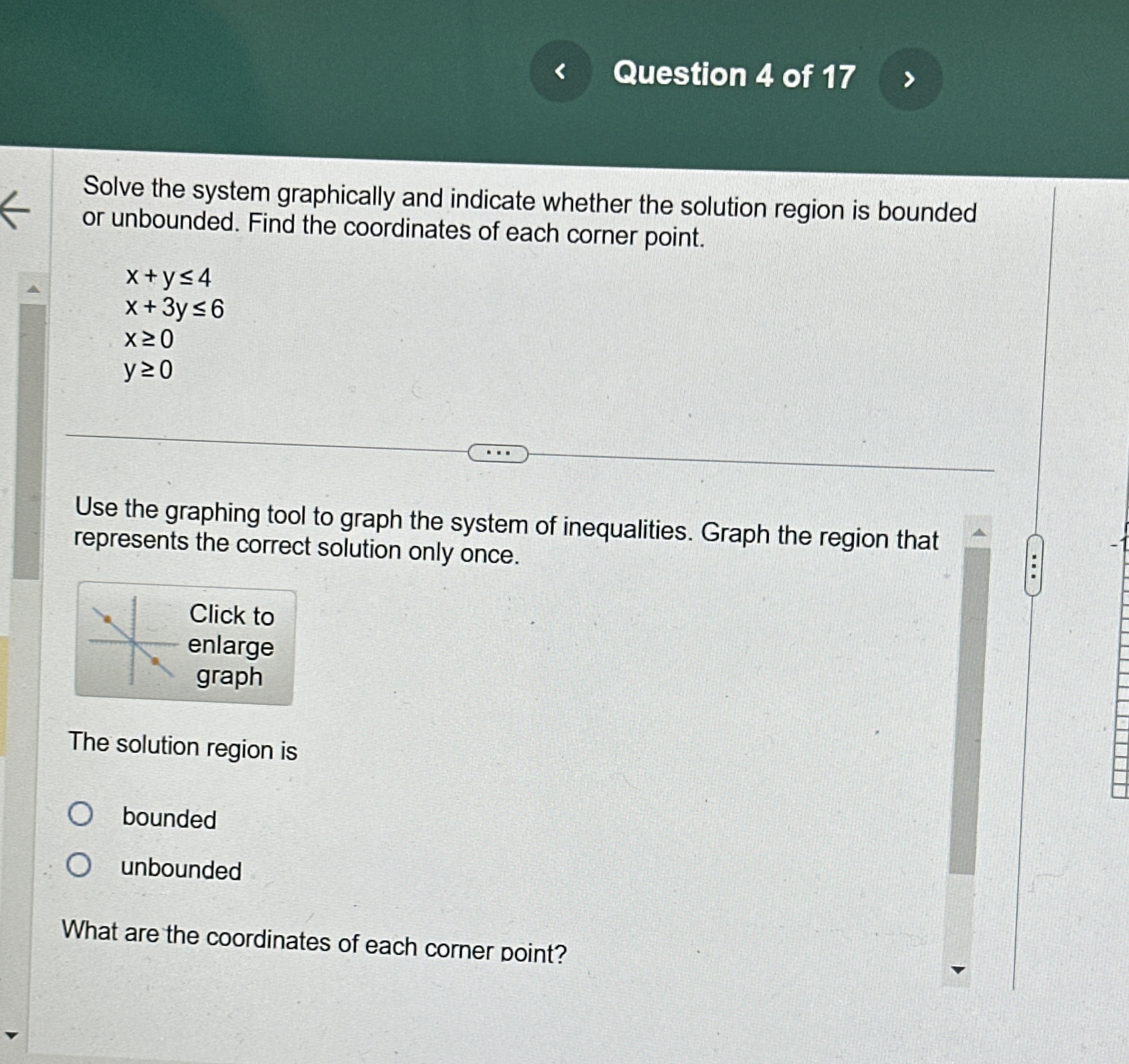 Solved Question 4 ﻿of 17Solve the system graphically and | Chegg.com