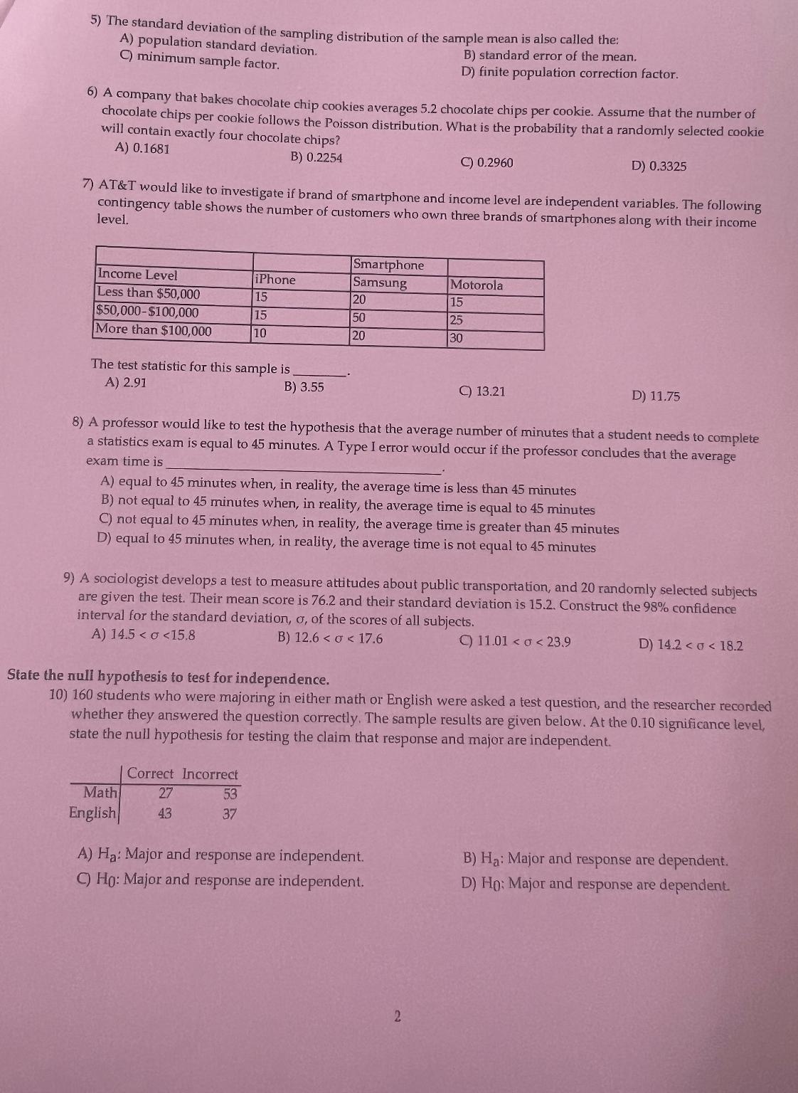 Solved The standard deviation of the sampling distribution | Chegg.com