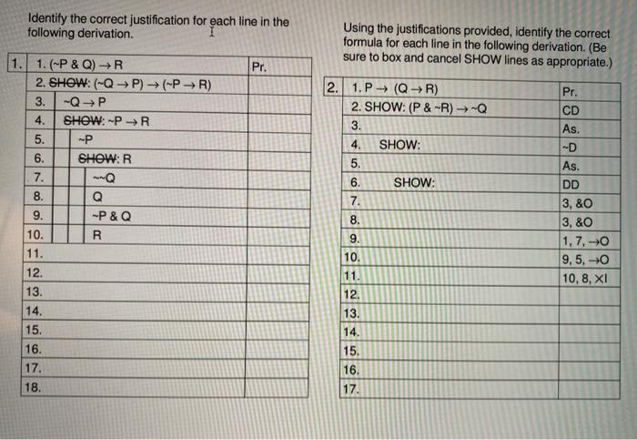 Solved Identify the correct justification for each line in | Chegg.com