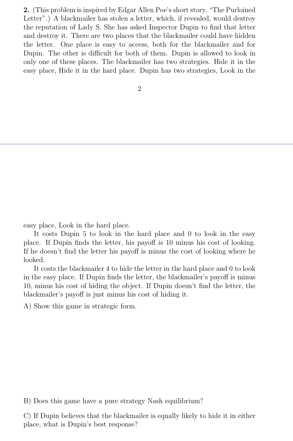 Solved (This problem is inspired by Edgar Allen Poe's short | Chegg.com