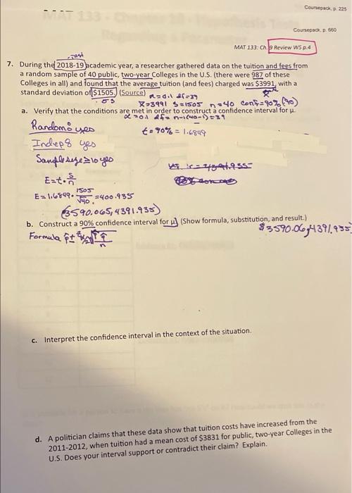 Solved Course 225 Cousepad p. 550 MAT 133: Ch. Review WS p.4 | Chegg.com