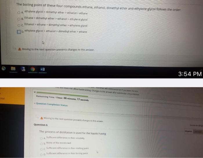 Solved The boiling point of these four compounds ethane, | Chegg.com