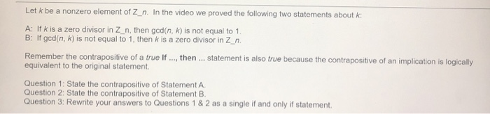Solved Make a conjecture: In the ring (Z_n, +, \times), the | Chegg.com