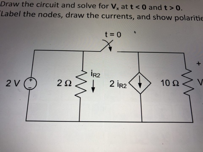 Solved Draw the circuit and solve for Vx at t 0. | Chegg.com