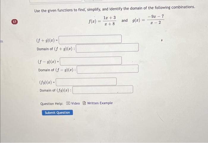 Solved Use the given functions to find, simplify, and | Chegg.com