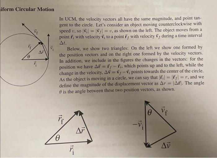 Solved iform Circular Motion In UCM, the velocity vectors | Chegg.com