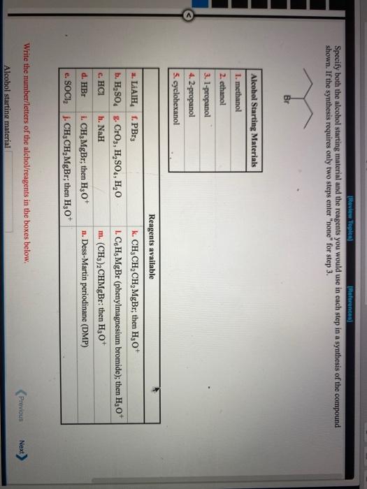 Solved Review Toples References Specify both the alcohol | Chegg.com