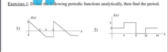 Solved Exercises 1: Define the following periodic functions | Chegg.com