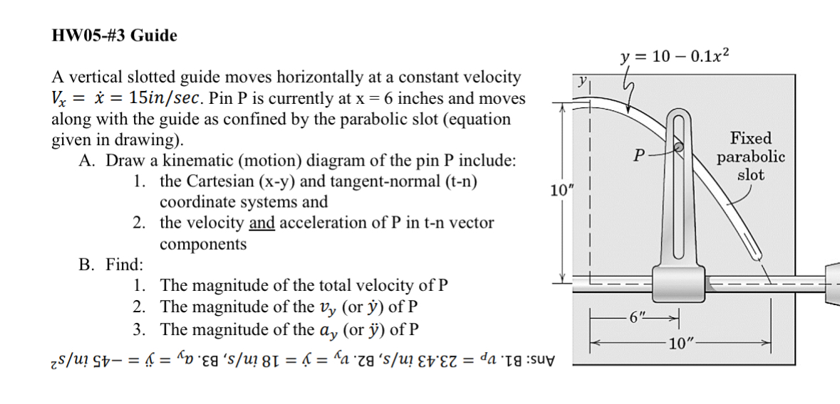 Solved HW05-#3 ﻿GuideA vertical slotted guide moves | Chegg.com