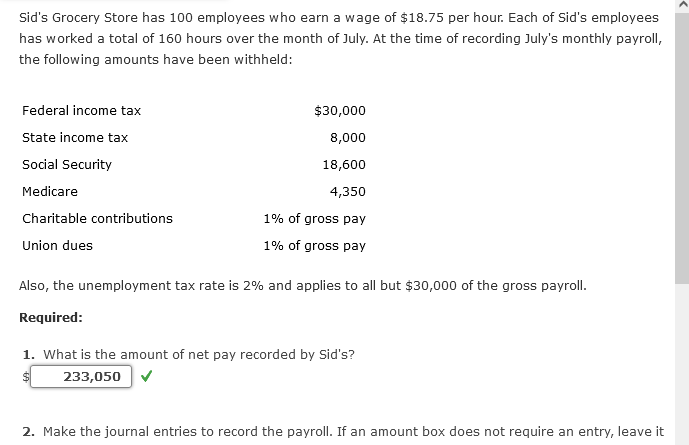 Solved Make the journal entries to record the payroll. If an | Chegg.com