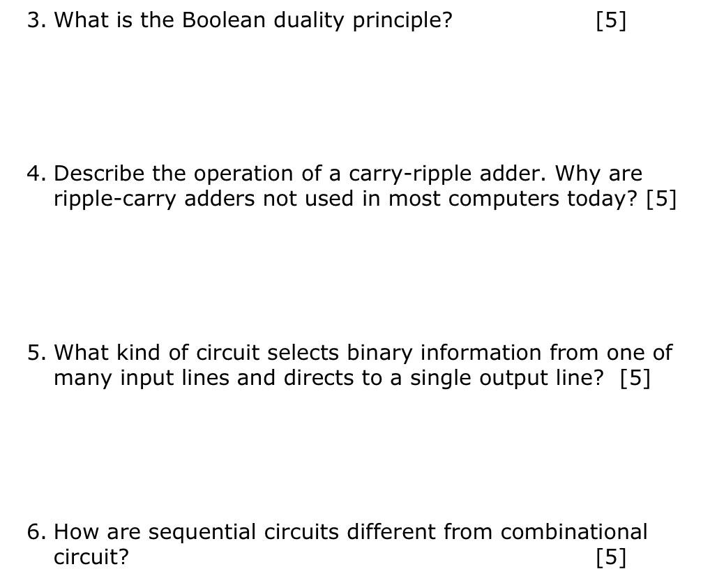Solved What is the Boolean duality principle?[5]Describe the | Chegg.com