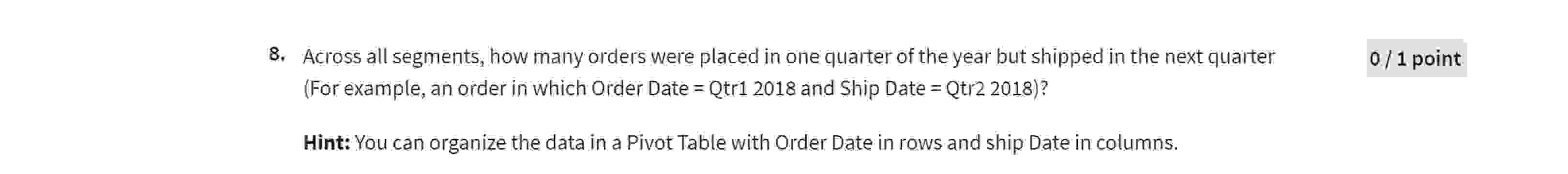 Solved Across all segments, how many orders were placed in | Chegg.com
