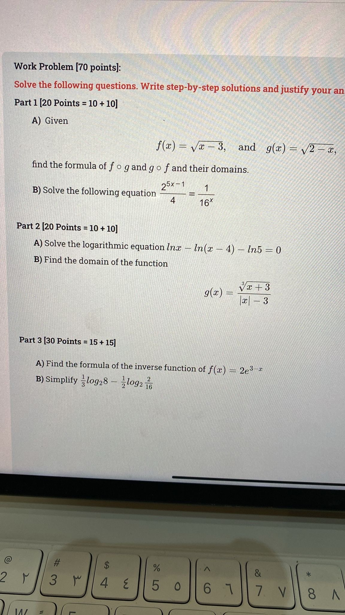 Solved Work Problem [70 ﻿points]:Solve the following | Chegg.com